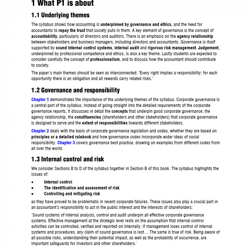 ACCA. Paper P1 Governance, Risk and Ethics. Study Text