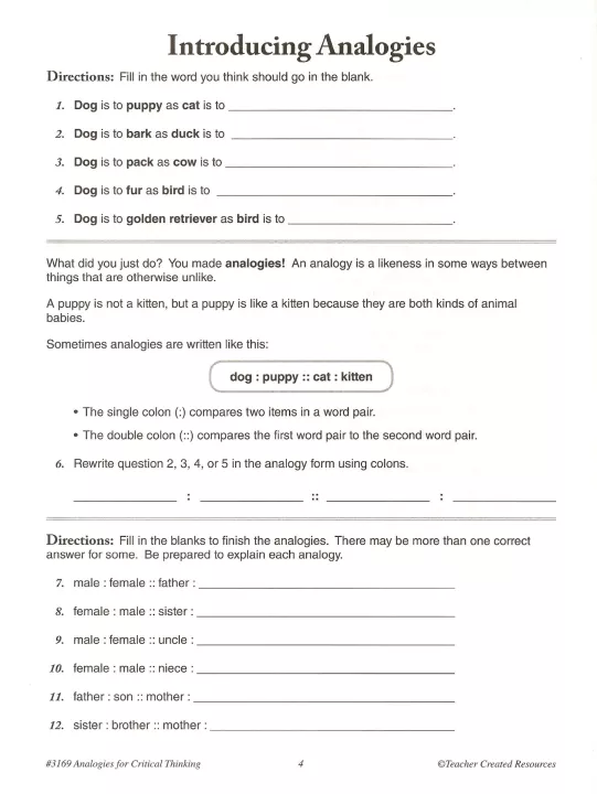 ANALOGY FOR CRITICAL THINKING GRADE 6 (Sách đen trắng)