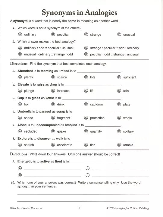 ANALOGY FOR CRITICAL THINKING GRADE 6 (Sách đen trắng)