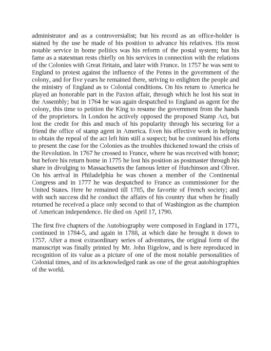 The Autobiography of Benjamin Franklin